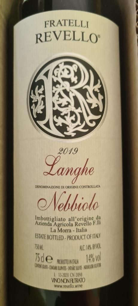 2019 Fratelli Revello Langhe Nebbiolo, Italy, Piedmont, Langhe, Langhe ...