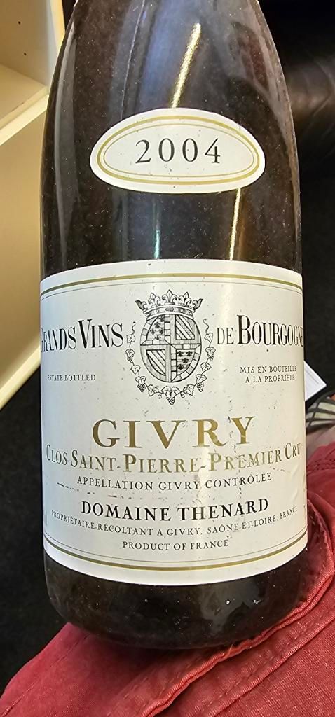 1966 Domaine Thenard Givry 1er Cru Clos St Pierre, France, Burgundy ...