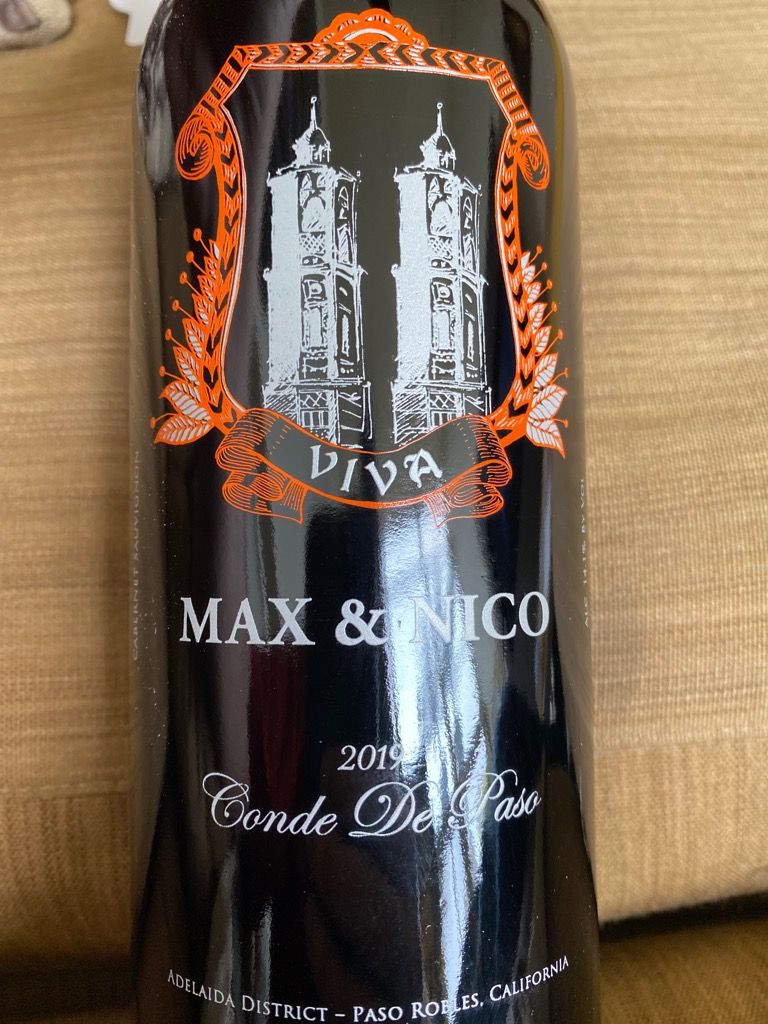 2019 Diablo Paso Wines Viva Max & Nico Conde de Paso, USA, California ...