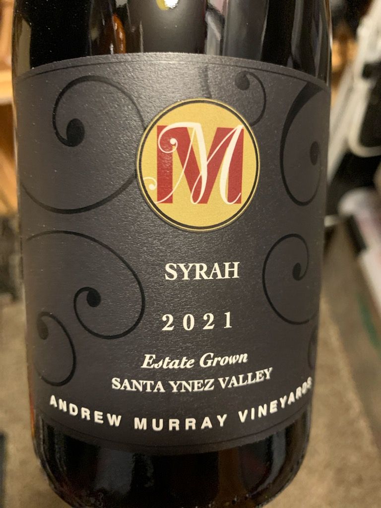 2021 Andrew Murray Syrah Estate Santa Ynez Valley, USA, California ...