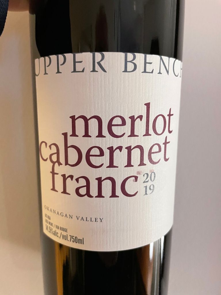 2020 Upper Bench Estate Winery Merlot Cab Franc, Canada, British ...