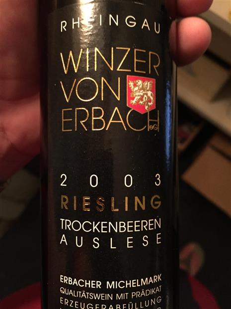 2002 Winzer von Erbach Erbacher Honigberg Riesling Trockenbeeren ...