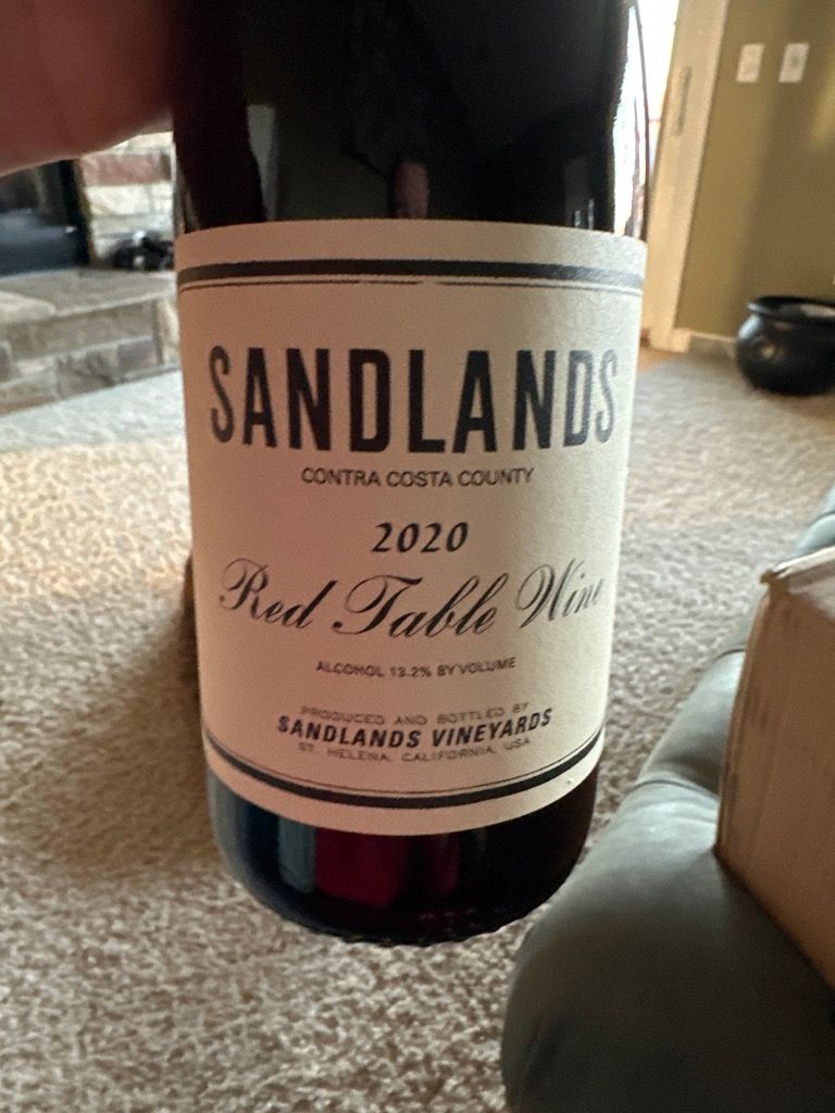 2020 Sandlands Red Table Wine Contra Costa County, USA, California, San ...