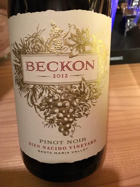 2012 Beckon Pinot Noir Bien Nacido Vineyard, USA, California, Central ...