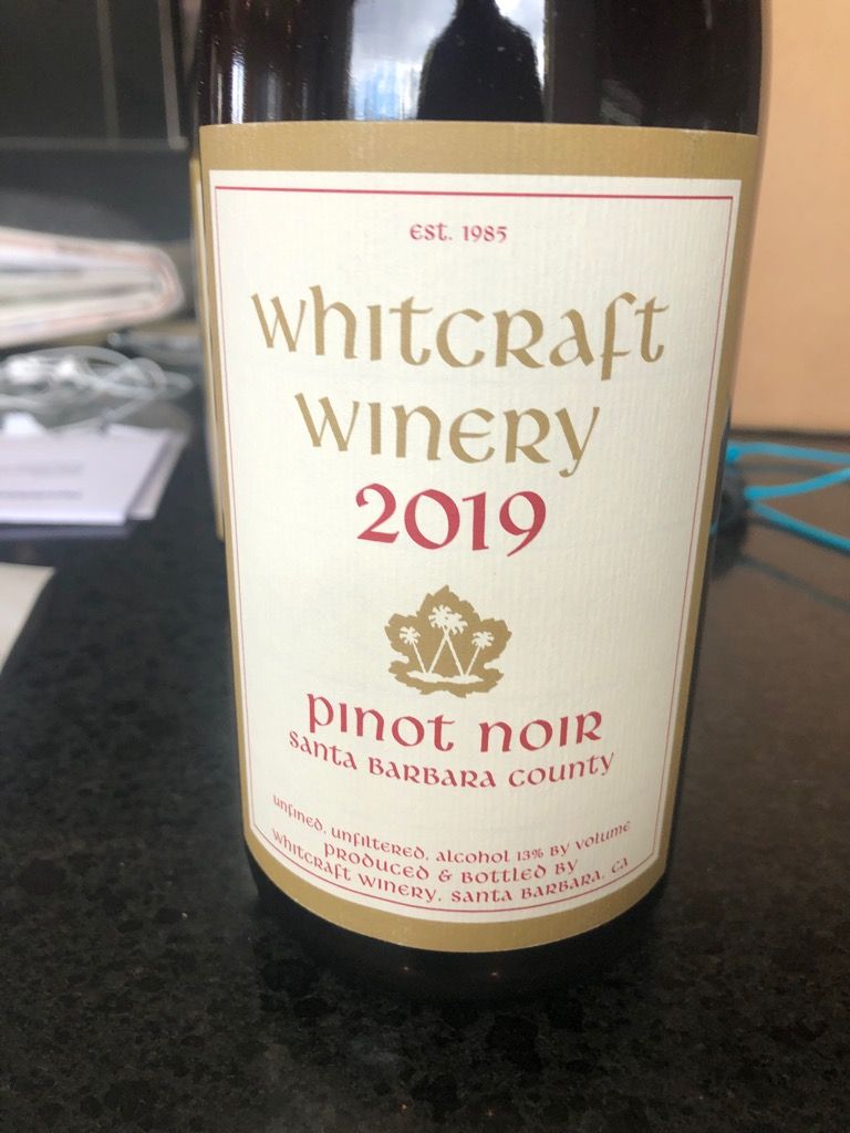 2019 Whitcraft Winery Pinot Noir, USA, California, Central Coast, Santa ...