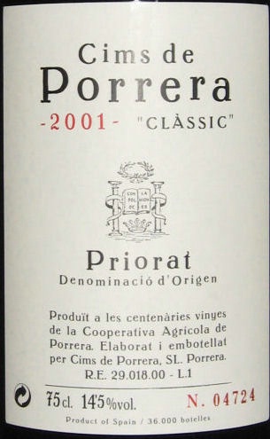 2001 Cims de Porrera Priorat Classic, Spain, Catalunya, Priorat ...