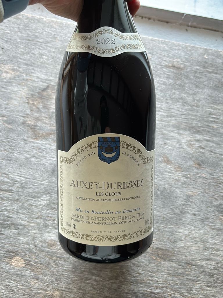 2022 Barolet-Pernot Pere et Fils Auxey-Duresses Les Cloux Rouge, France ...