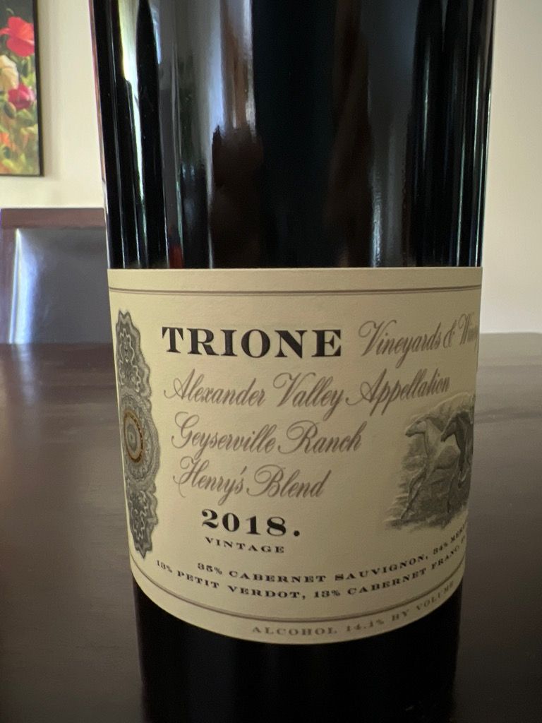 2018 Trione Henry's Blend, USA, California, Sonoma County, Alexander ...
