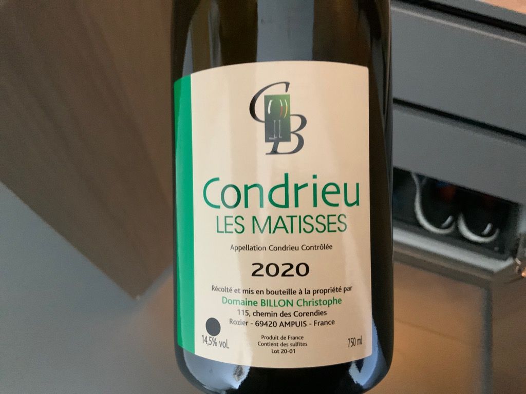 2020 Christophe Billon Condrieu Les Matisses, France, Rhône, Northern ...