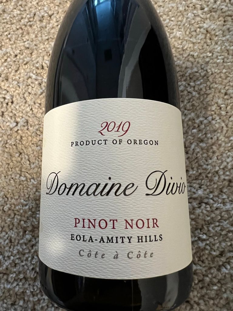 2019 Domaine Divio Pinot Noir Côte À Côte, USA, Oregon, Willamette ...