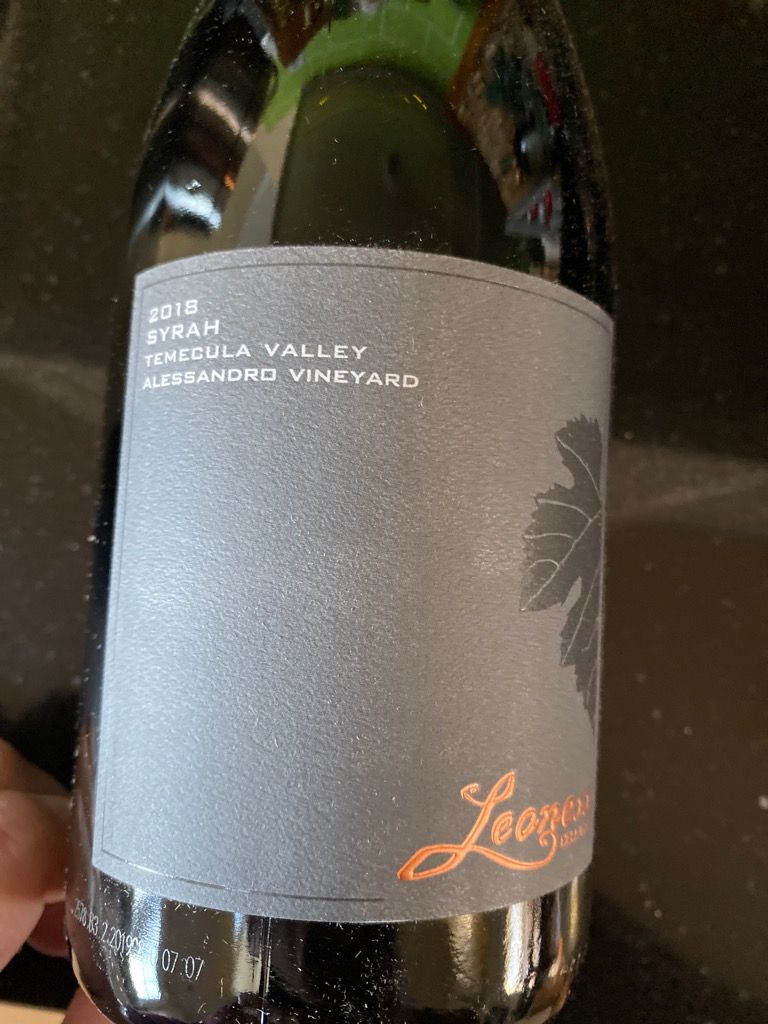 2018 Leoness Cellars Syrah, USA, California, South Coast, Temecula ...