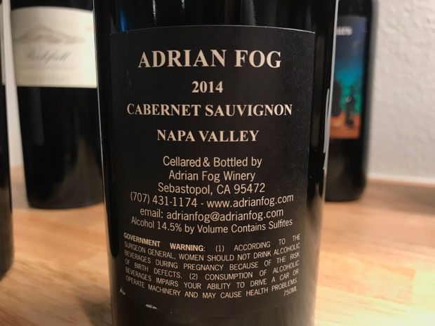 2018 Adrian Fog Cabernet Sauvignon, USA, American - CellarTracker