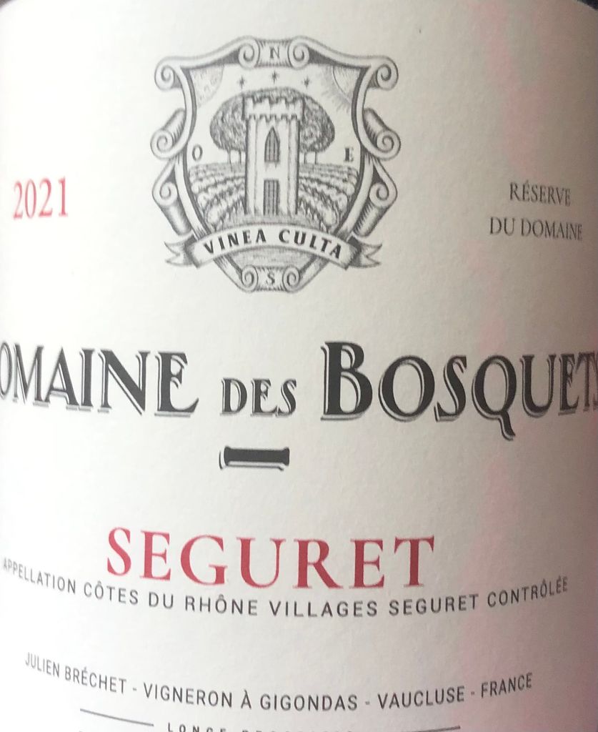 2021 Domaine des Bosquets Côtes du Rhône Villages Séguret Réserve du ...