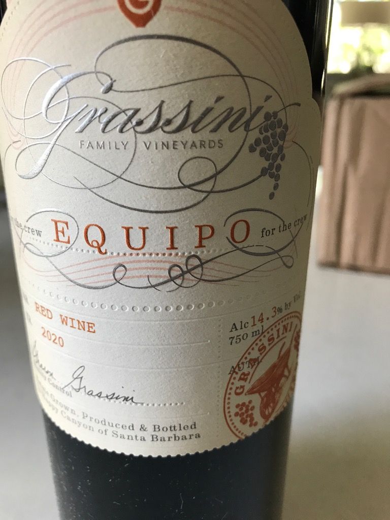 2020 Grassini Family Vineyards Equipo, USA, California, Central Coast ...