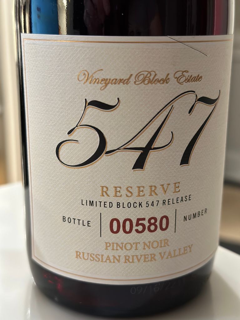 2021 Vineyard Block Estate Pinot Noir 547 Reserve, USA, California ...