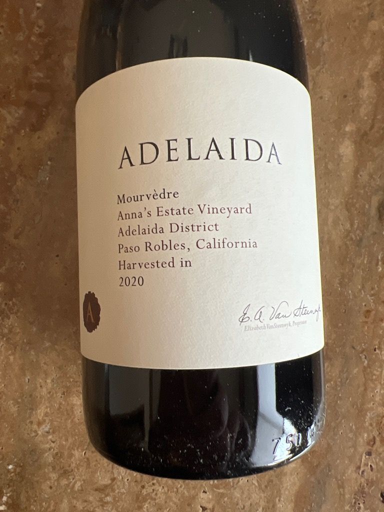 2020 Adelaida Mourvèdre Signature Series Anna's Estate Vineyard, USA ...