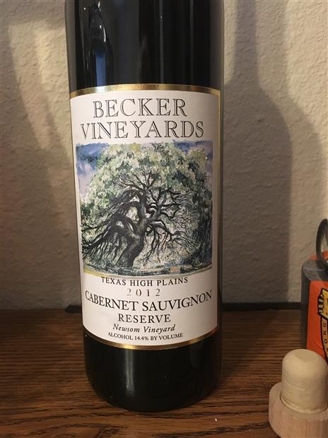 2012 Becker Vineyards Cabernet Sauvignon Reserve Newsom Vineyards, USA ...