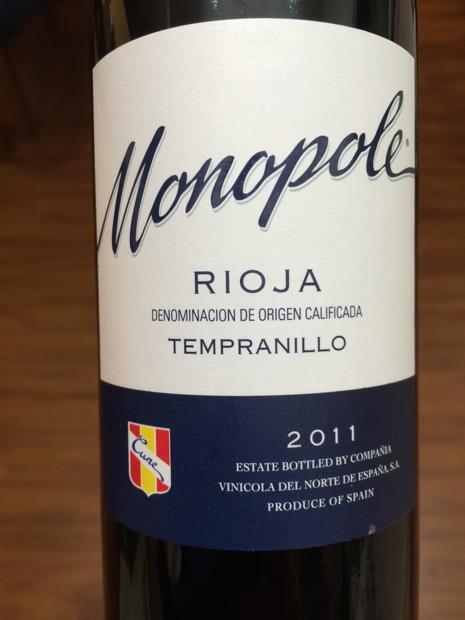 2011 C.V.N.E. (Compañía Vinícola del Norte de España) Tempranillo Rioja Monopole, Spain, La ...