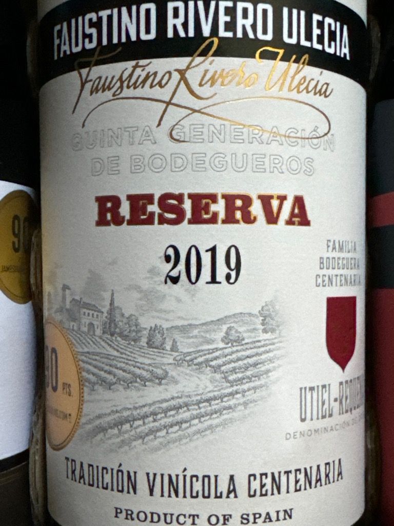 2019 Faustino Rivero Ulecia Utiel-Requena Reserva, Spain, Valencia ...
