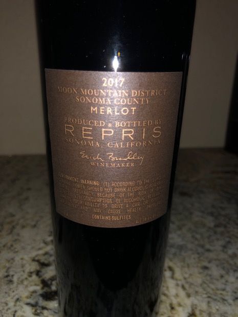 2017 Repris Merlot, USA, California, Sonoma County, Moon Mountain ...