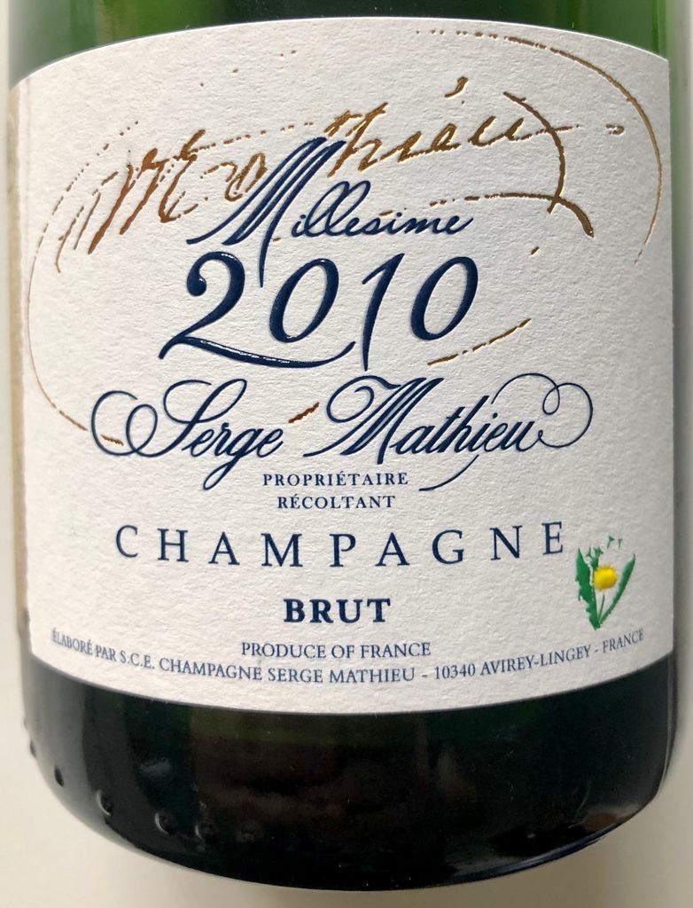 2010 Serge Mathieu Champagne Brut Millésimé, France, Champagne - CellarTracker