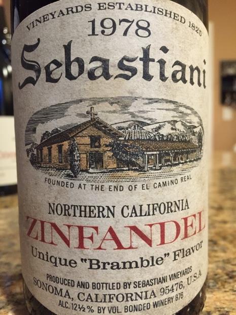 1978 Sebastiani Vineyards & Winery Zinfandel North Coast Counties, USA ...