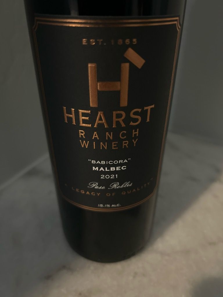 2021 Hearst Ranch Winery Malbec Babicora, USA, California, Central ...