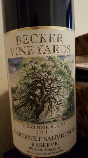 2012 Becker Vineyards Cabernet Sauvignon Reserve Wilmeth Vineyard, USA ...