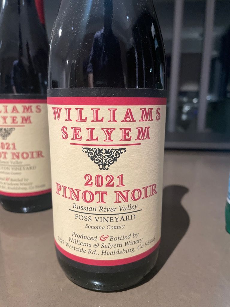 2021 Williams Selyem Pinot Noir Foss Vineyard, USA, California, Sonoma ...