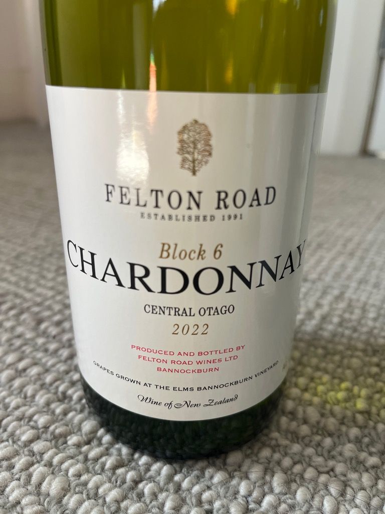 2022 Felton Road Chardonnay Block 6, New Zealand, South Island, Otago ...