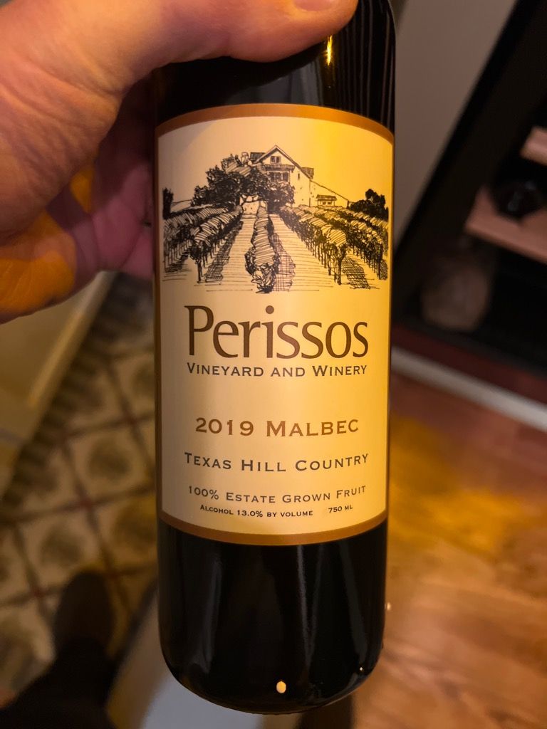 2019 Perissos Vineyard and Winery Malbec, USA, Texas, Texas Hill ...