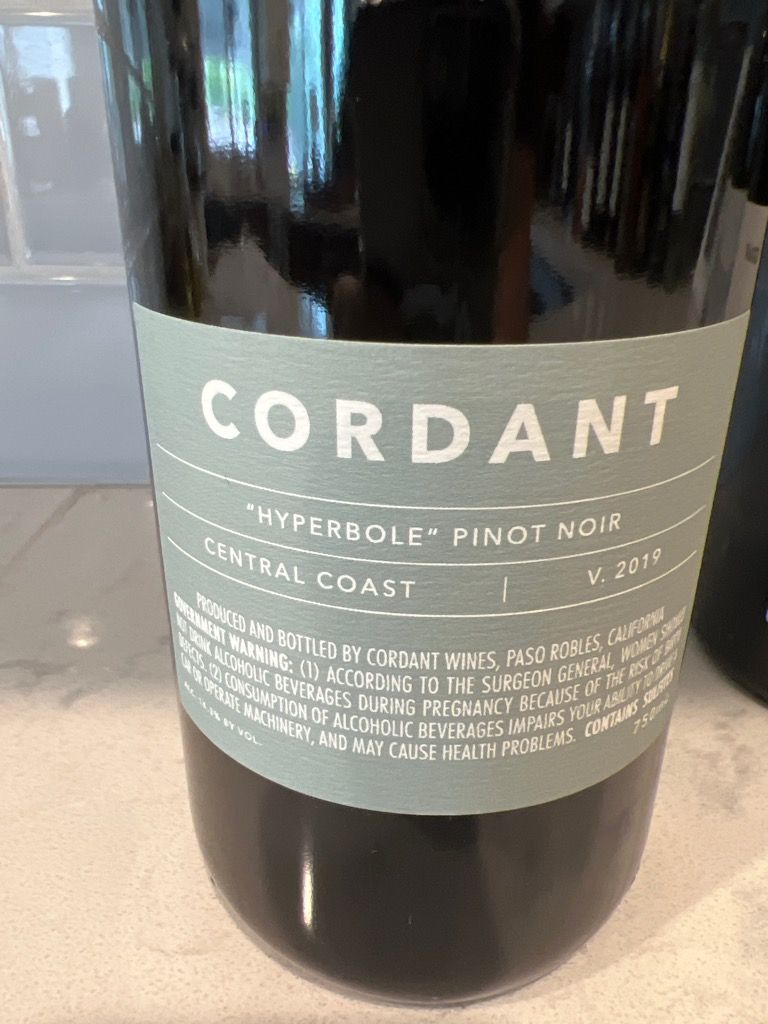 2019 Cordant Winery Pinot Noir, USA, California, Central Coast ...