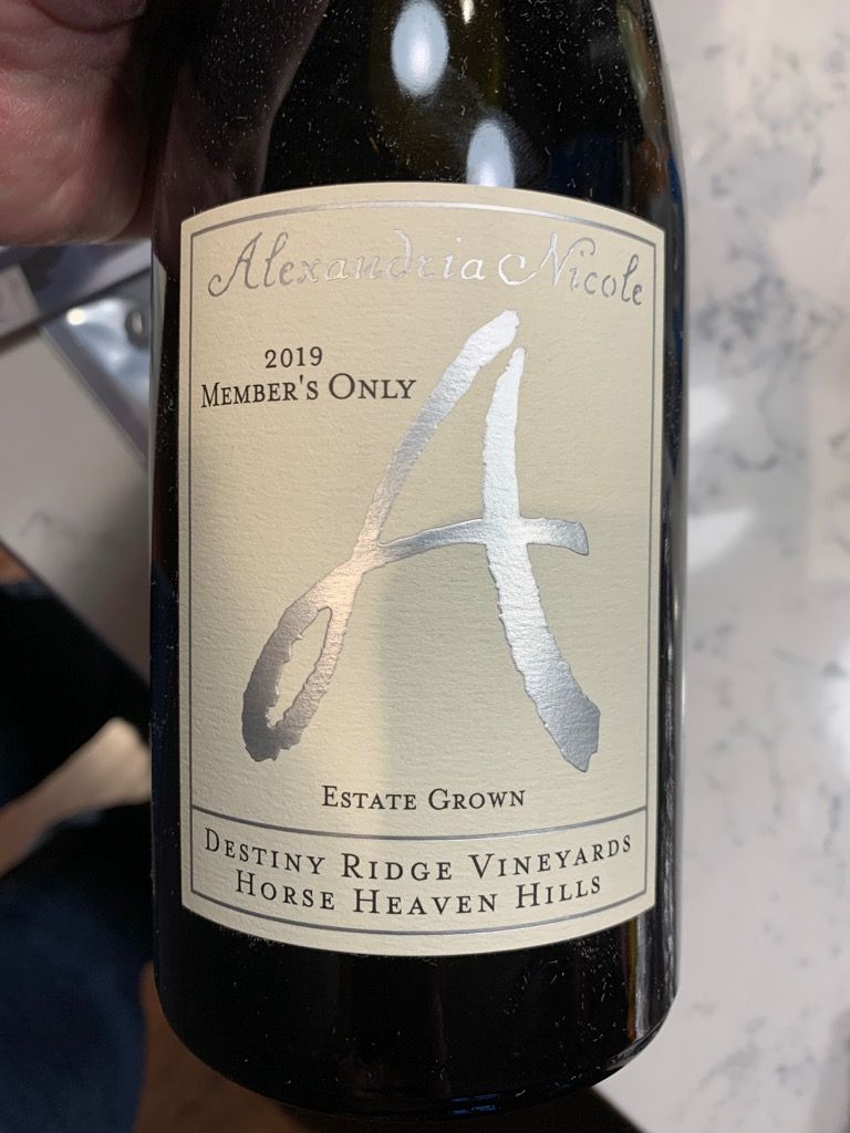 2019 Alexandria Nicole Member's Only Destiny Ridge Vineyards, USA ...