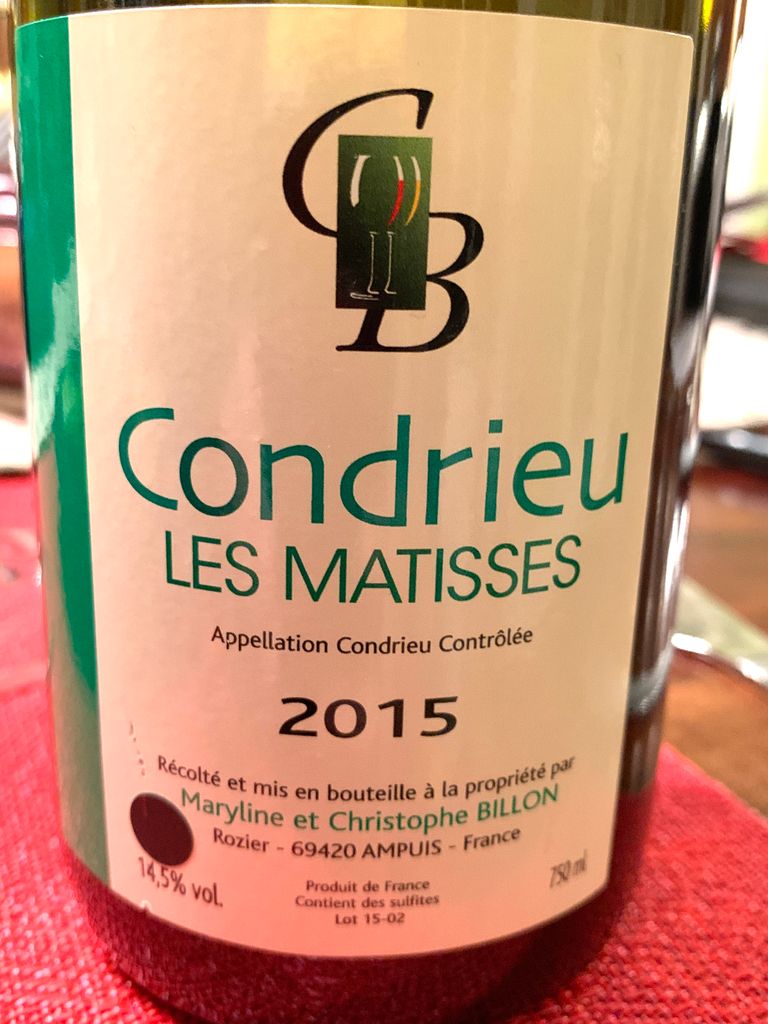 2020 Christophe Billon Condrieu Les Matisses, France, Rhône, Northern ...