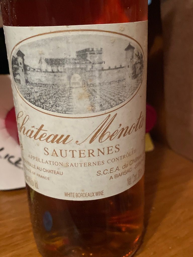 1998 Château Ménota Sauternes, France, Bordeaux, Sauternais, Sauternes ...
