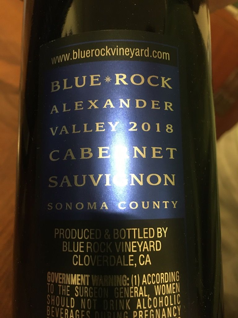 2018 Blue Rock Cabernet Sauvignon Best Barrels, USA, California, Sonoma ...