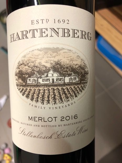 2016 Hartenberg Merlot, South Africa, Coastal Region, Stellenbosch ...