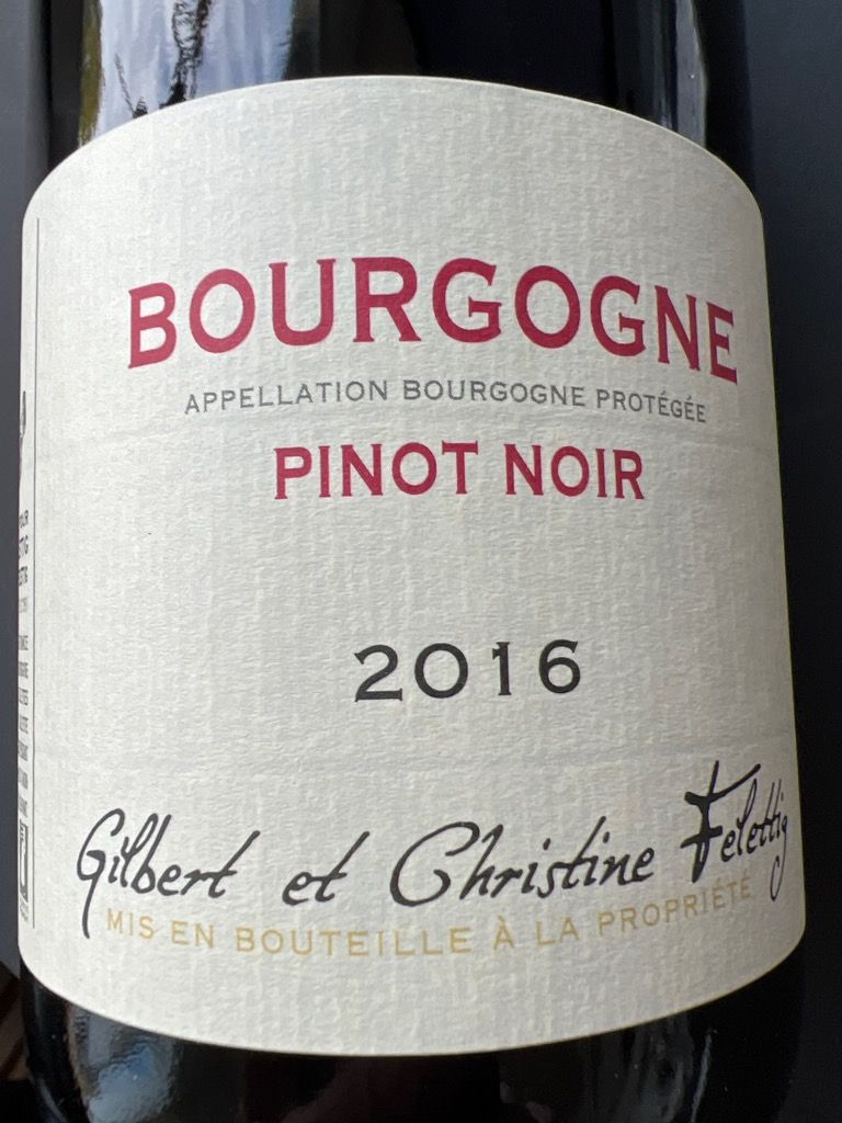 2016 Gilbert et Christine Felettig Bourgogne Rouge, France, Burgundy ...