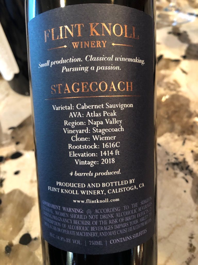 2018 Flint Knoll Cabernet Sauvignon Stagecoach Vineyard, USA ...