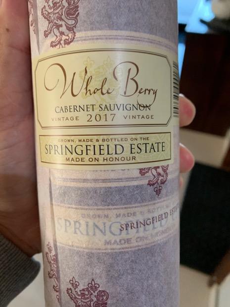 2017 Springfield Estate Cabernet Sauvignon Whole Berry, South Africa ...
