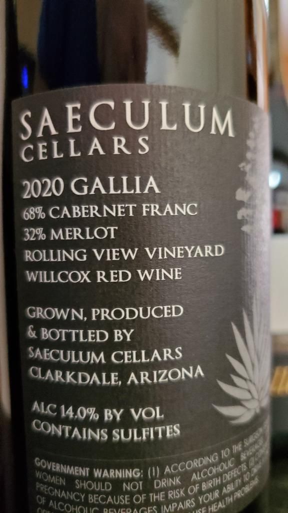 2020 Saeculum Cellars Gallia Rolling View Vineyard, USA, Arizona ...