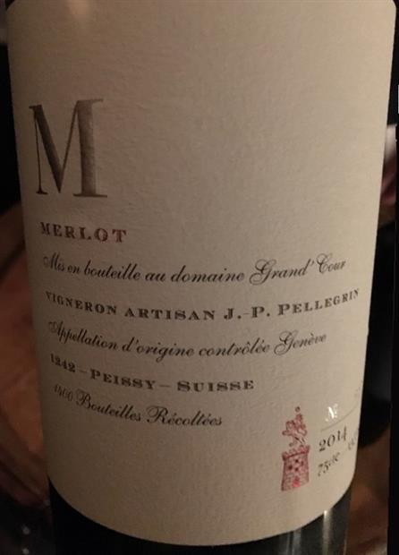 2011 Jean-Pierre Pellegrin Merlot "M", Switzerland, Genève - CellarTracker