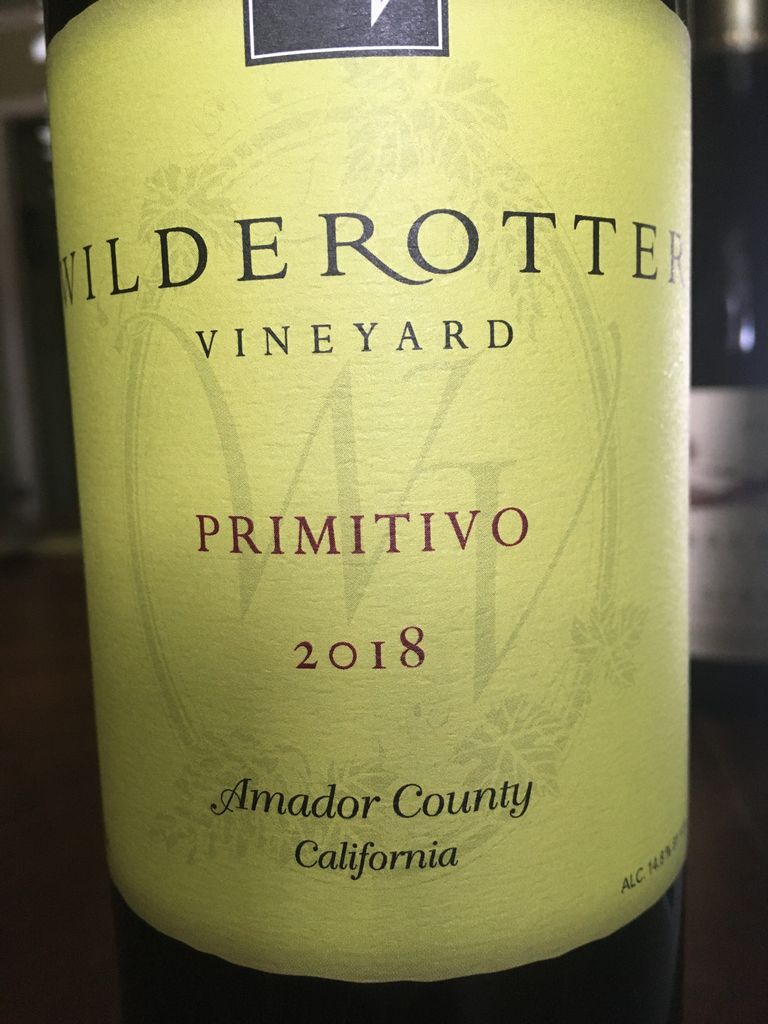 2022 Wilderotter Vineyards Primitivo, USA, California, Sierra Foothills ...