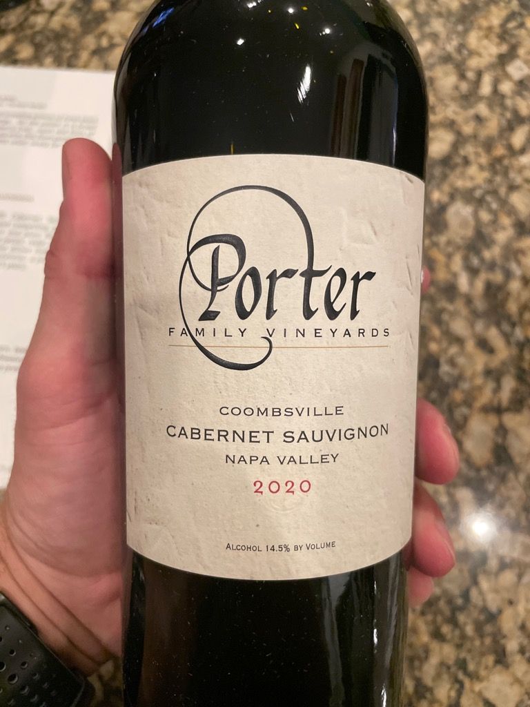 2020 Porter Family Vineyards Cabernet Sauvignon Coombsville, USA ...