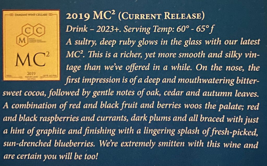 2019 Damiani Wine Cellars MC2, USA, New York, Finger Lakes, Seneca Lake ...