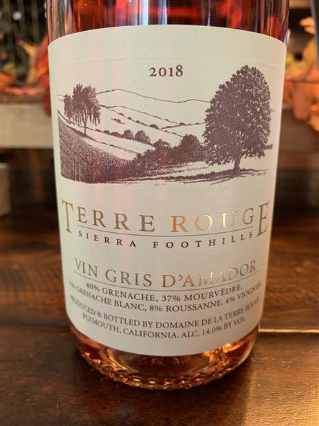 2018 Domaine de la Terre Rouge Vin Gris D'Amador, USA, California ...