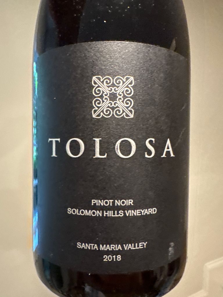 2018 Tolosa Winery Pinot Noir Solomon Hills Vineyard, USA, California ...