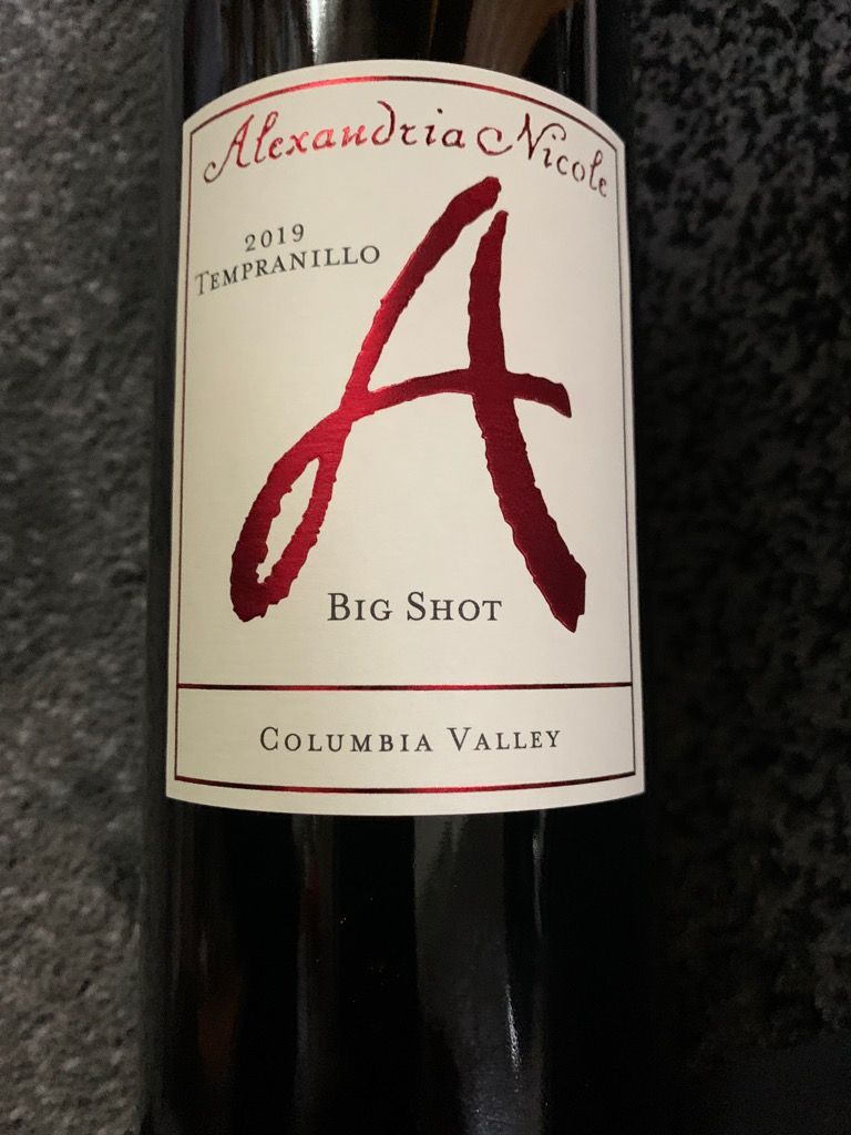 2019 Alexandria Nicole Tempranillo Big Shot Destiny Ridge Vineyards ...