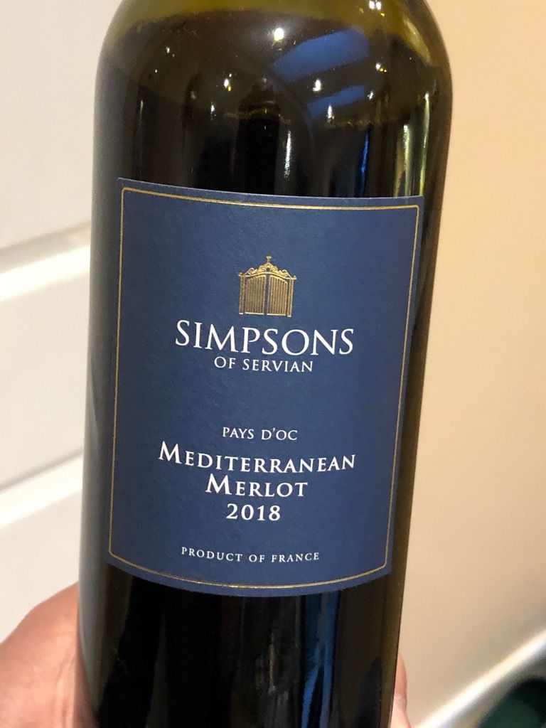 2018 Simpsons of Servian Merlot Vin de Pays d'Oc Mediterranean, France ...