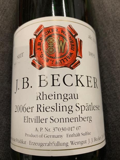 2006 J.B. Becker Eltviller Sonnenberg Riesling Spätlese, Germany ...